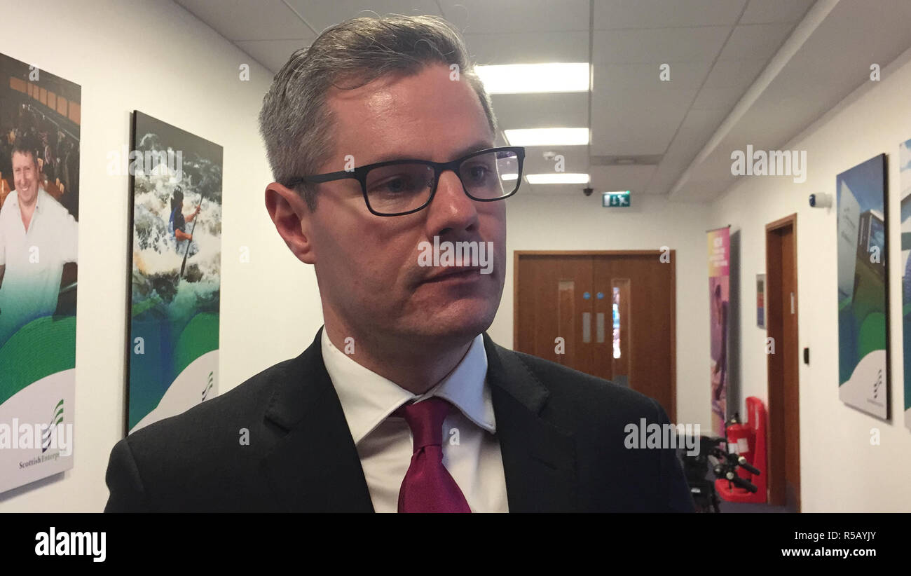 Finance Secretary Derek Mackay speaking to media after Michelin bosses ...