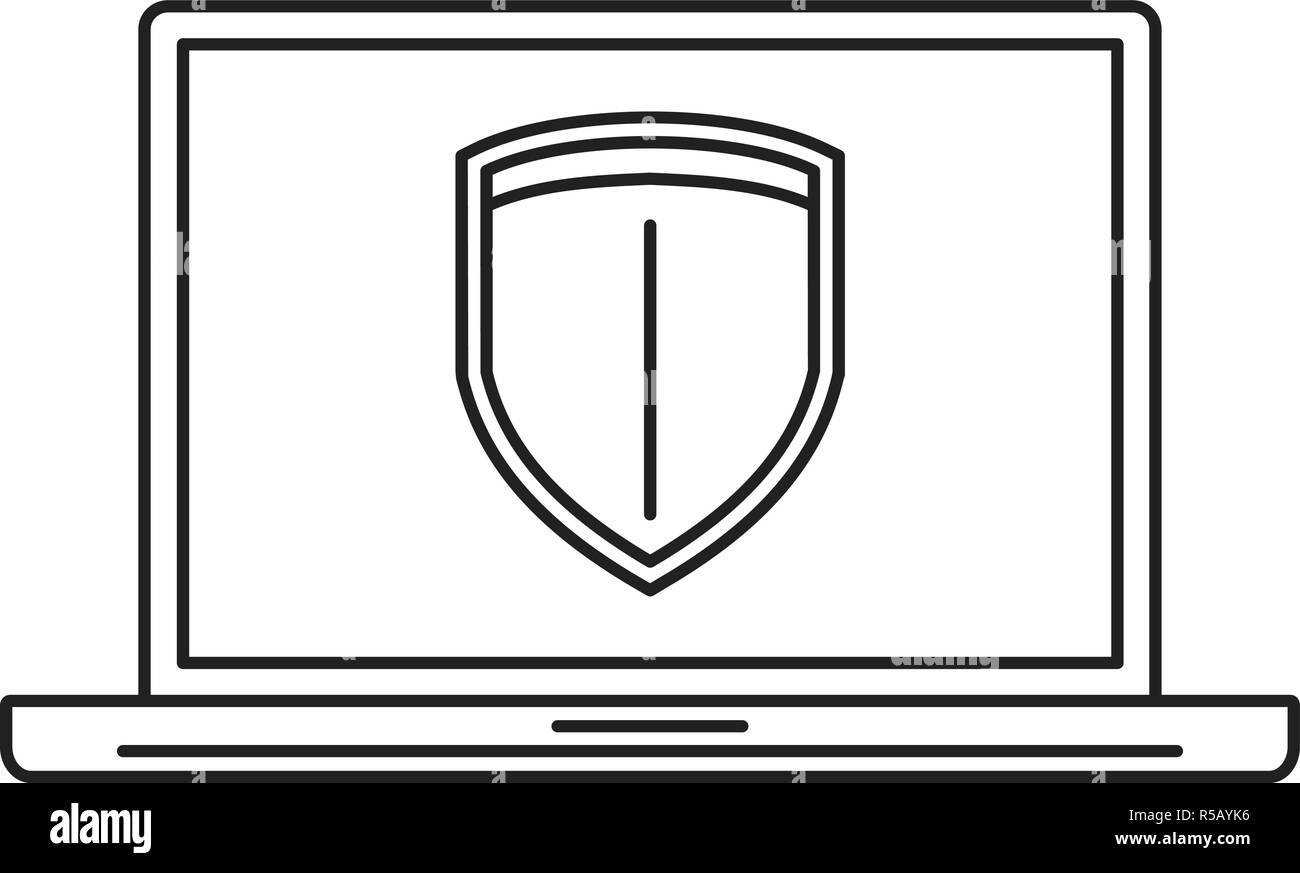 Secured laptop icon. Outline illustration of secured laptop vector icon ...
