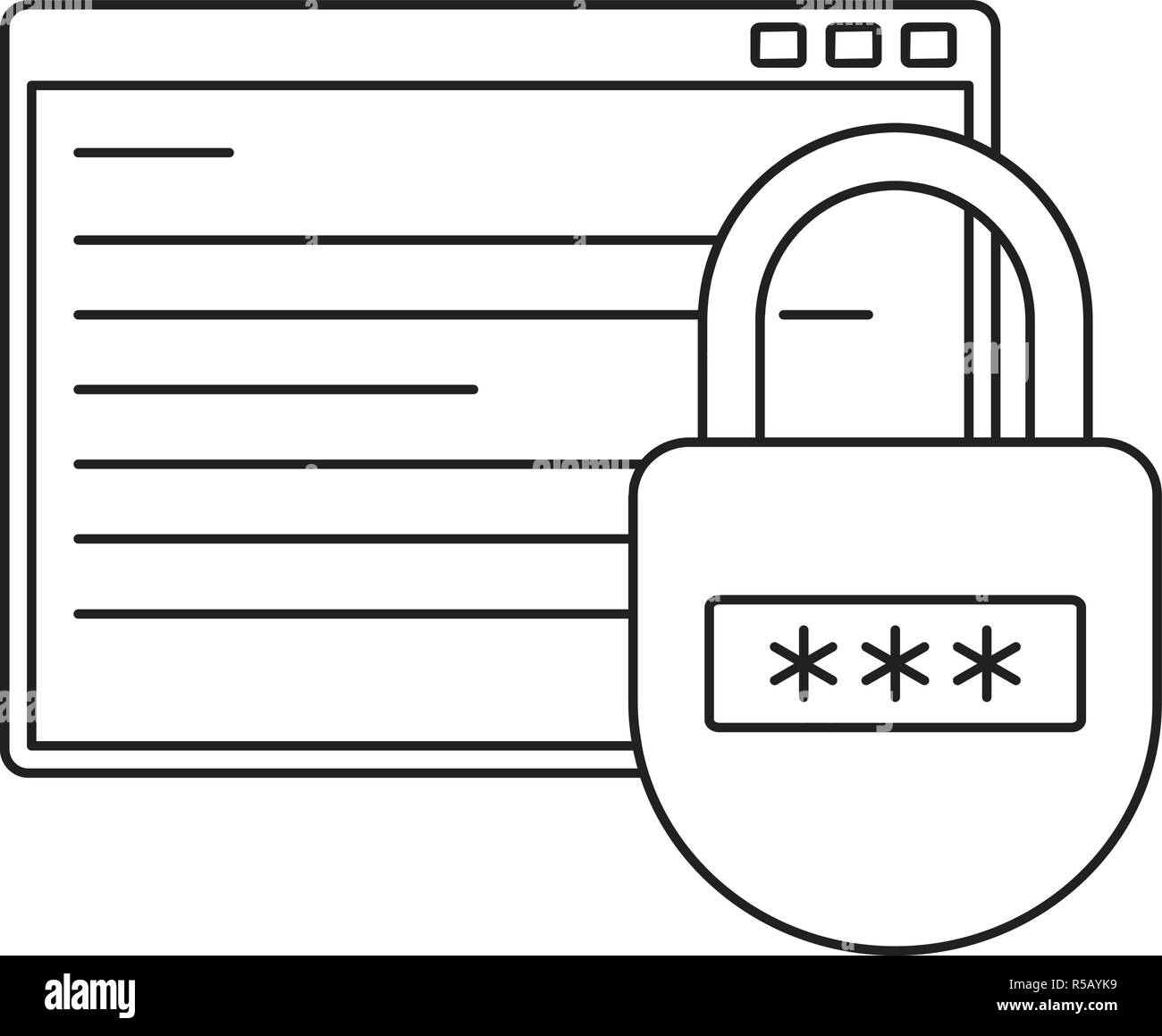 Secured program icon. Outline illustration of secured program vector ...