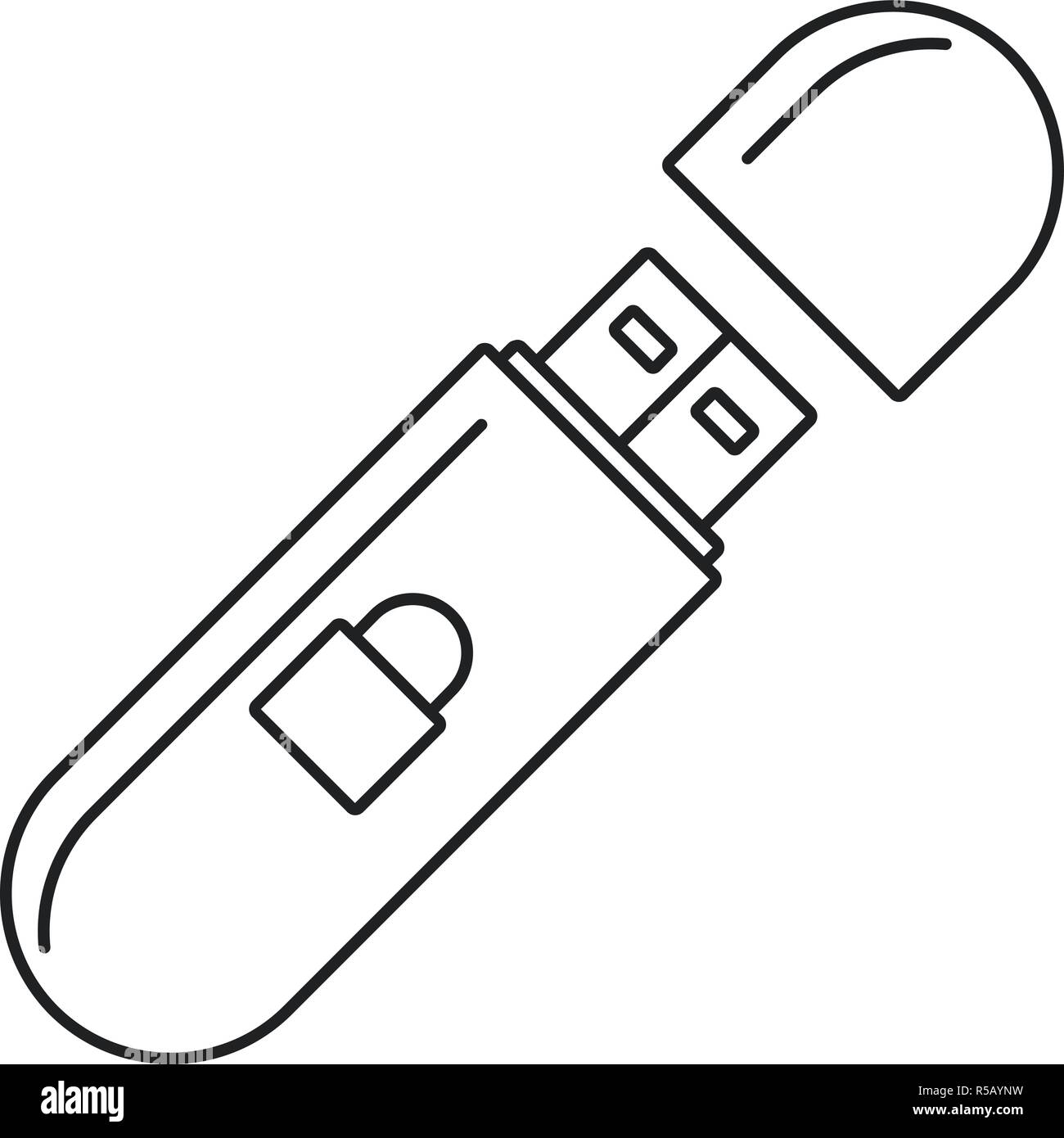 Secured usb flash icon. Outline illustration of secured usb flash ...