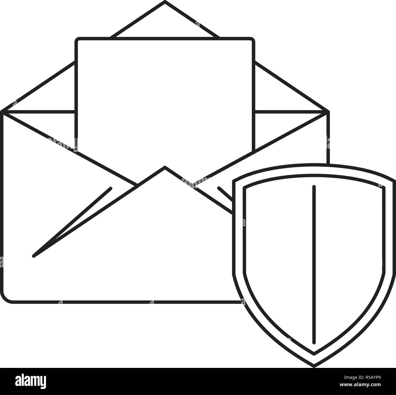 Secured mail icon. Outline illustration of secured mail vector icon for ...