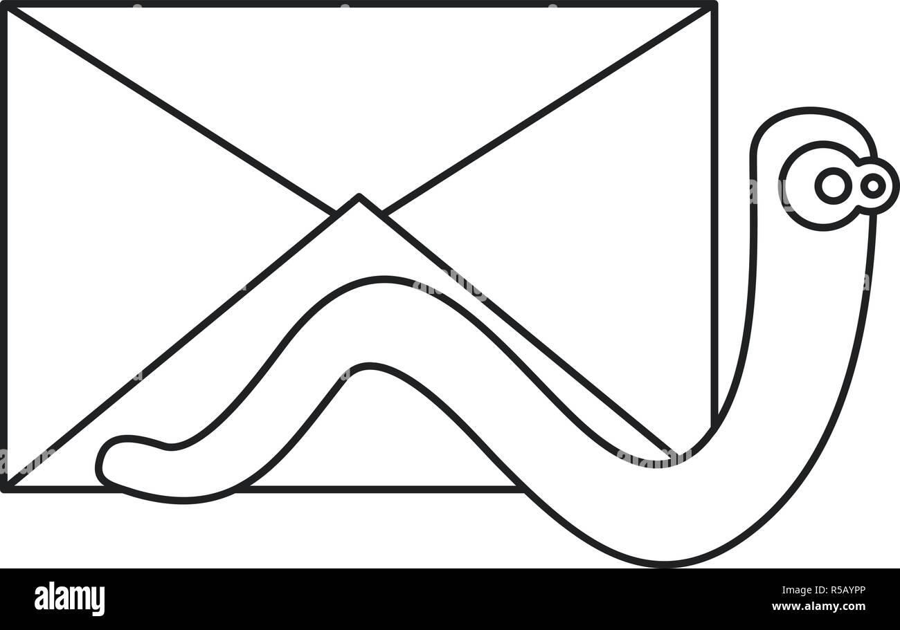 Mail virus worm icon. Outline illustration of mail virus worm vector ...
