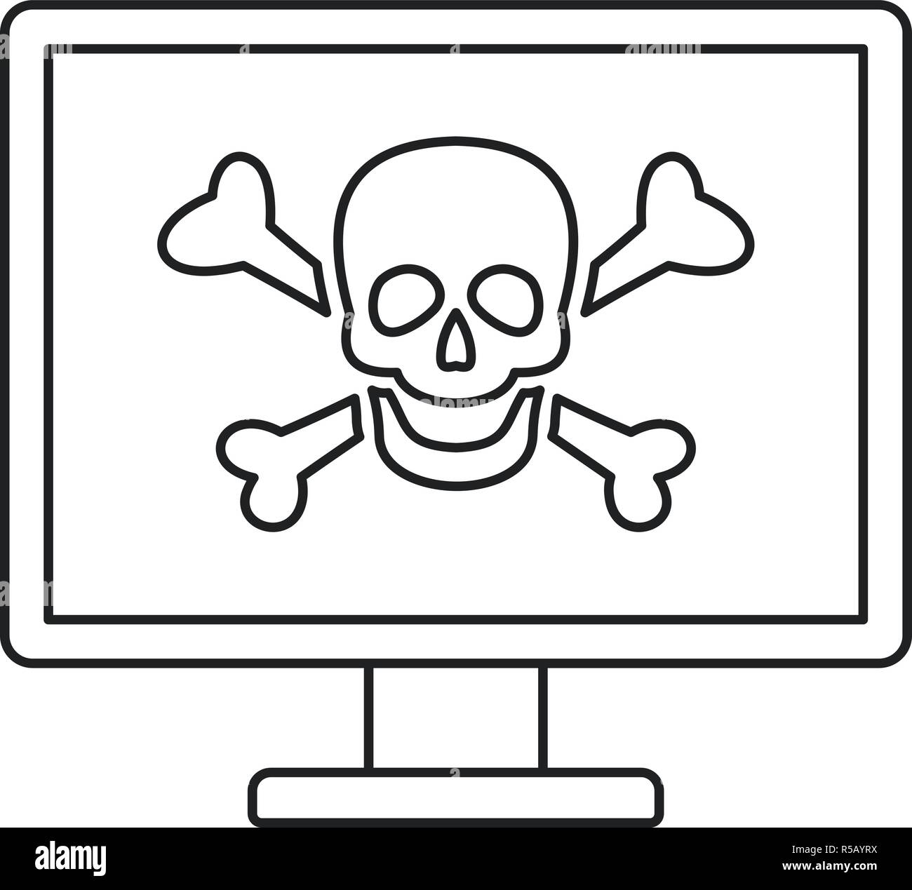 Computer virus attack icon. Outline illustration of computer virus attack vector icon for web ...