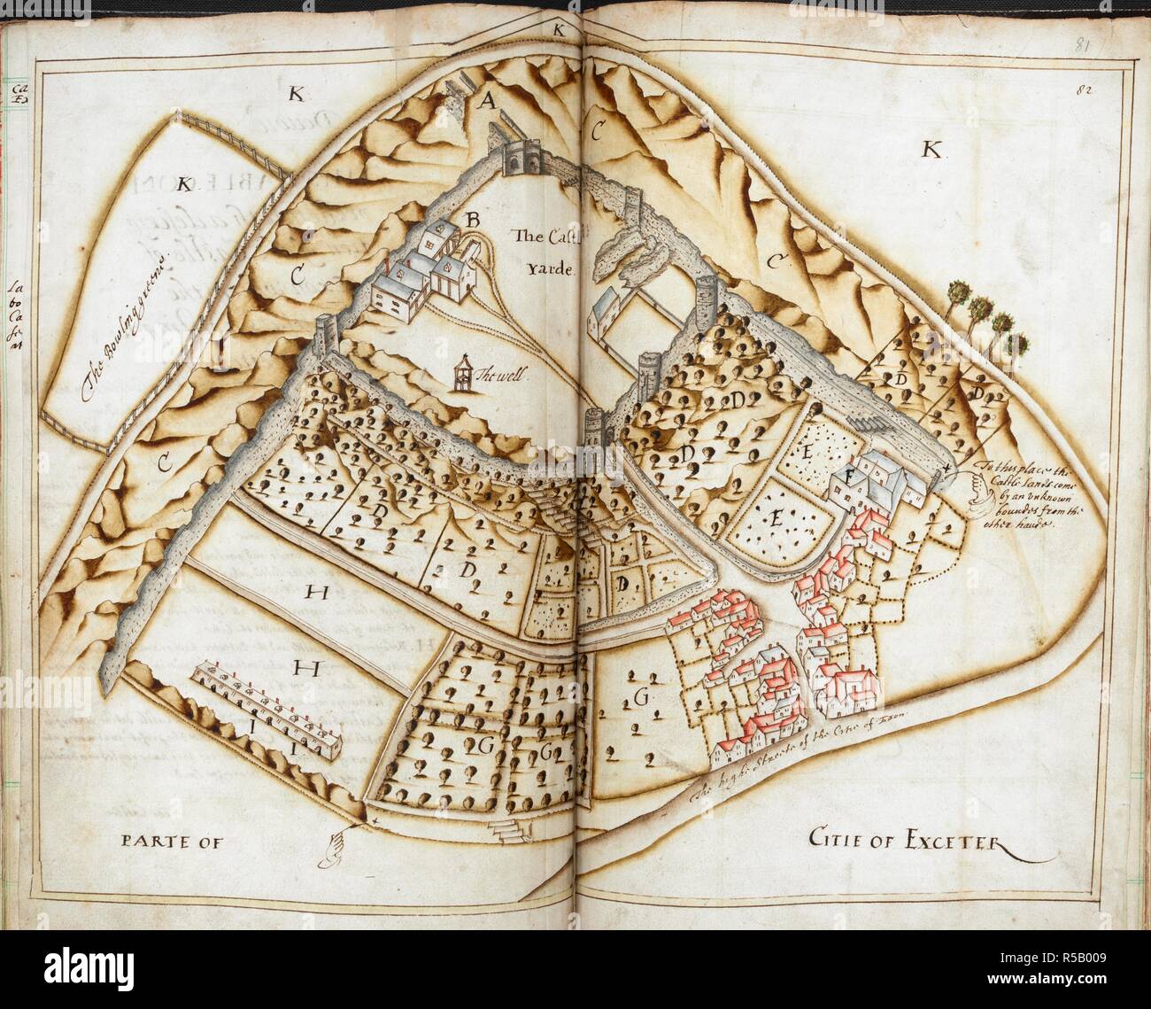 Plan of Exeter Castle, and part of the city of Exeter, surveyed by John ...