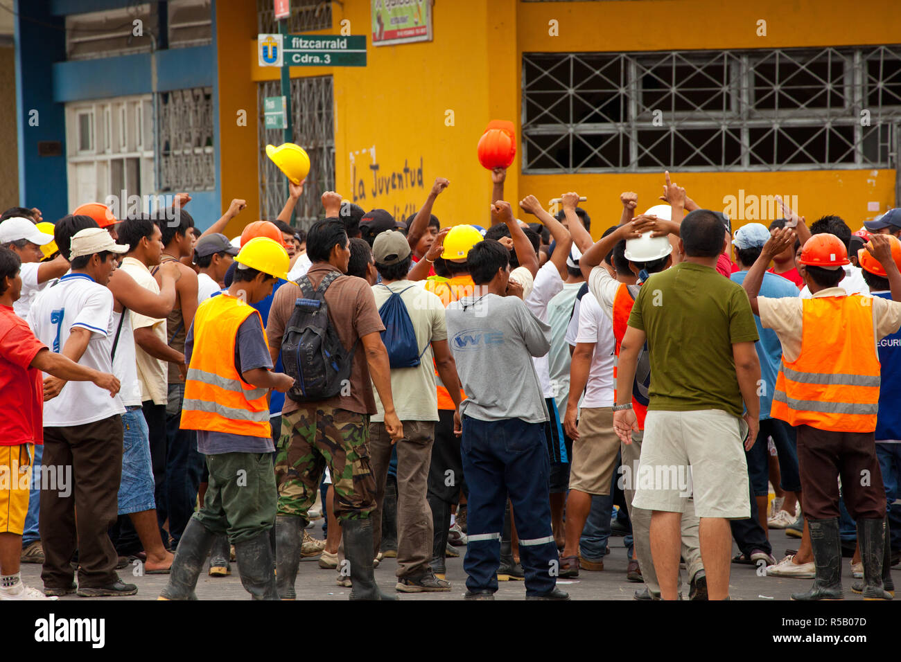 Workers'demonstration in Iquitos,Peru Stock Photo - Alamy