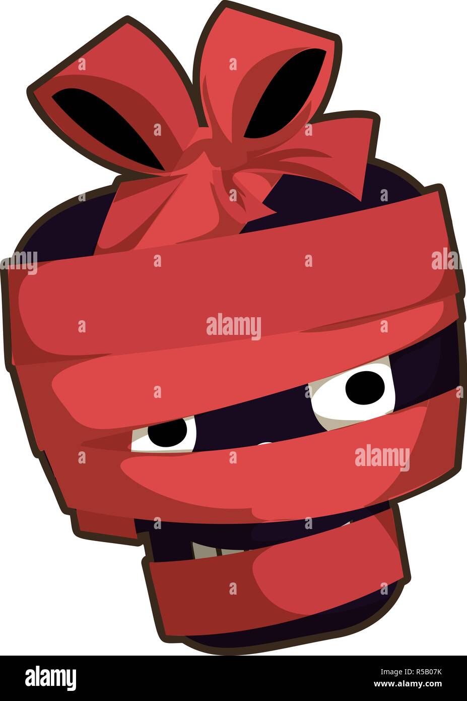 Black skull red ribbon icon. Cartoon of black skull red ribbon vector ...