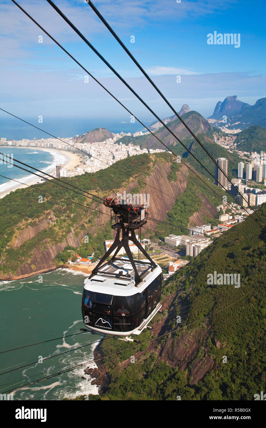 Brazil, Rio De Janeiro, Urca, Cable Car on Sugar Loaf Mountain ...
