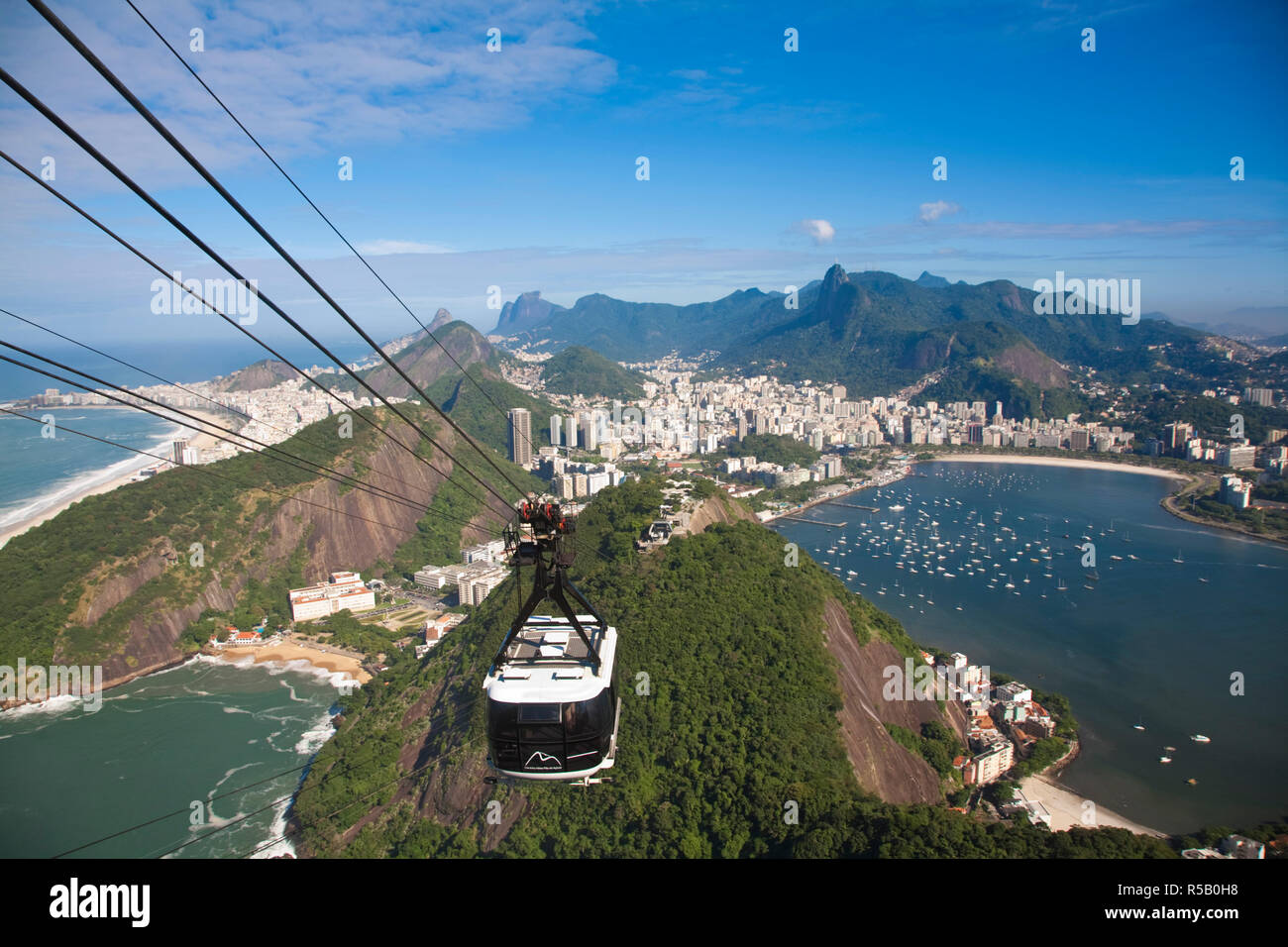 Brazil, Rio De Janeiro, Urca, Cable Car on Sugar Loaf Mountain ...