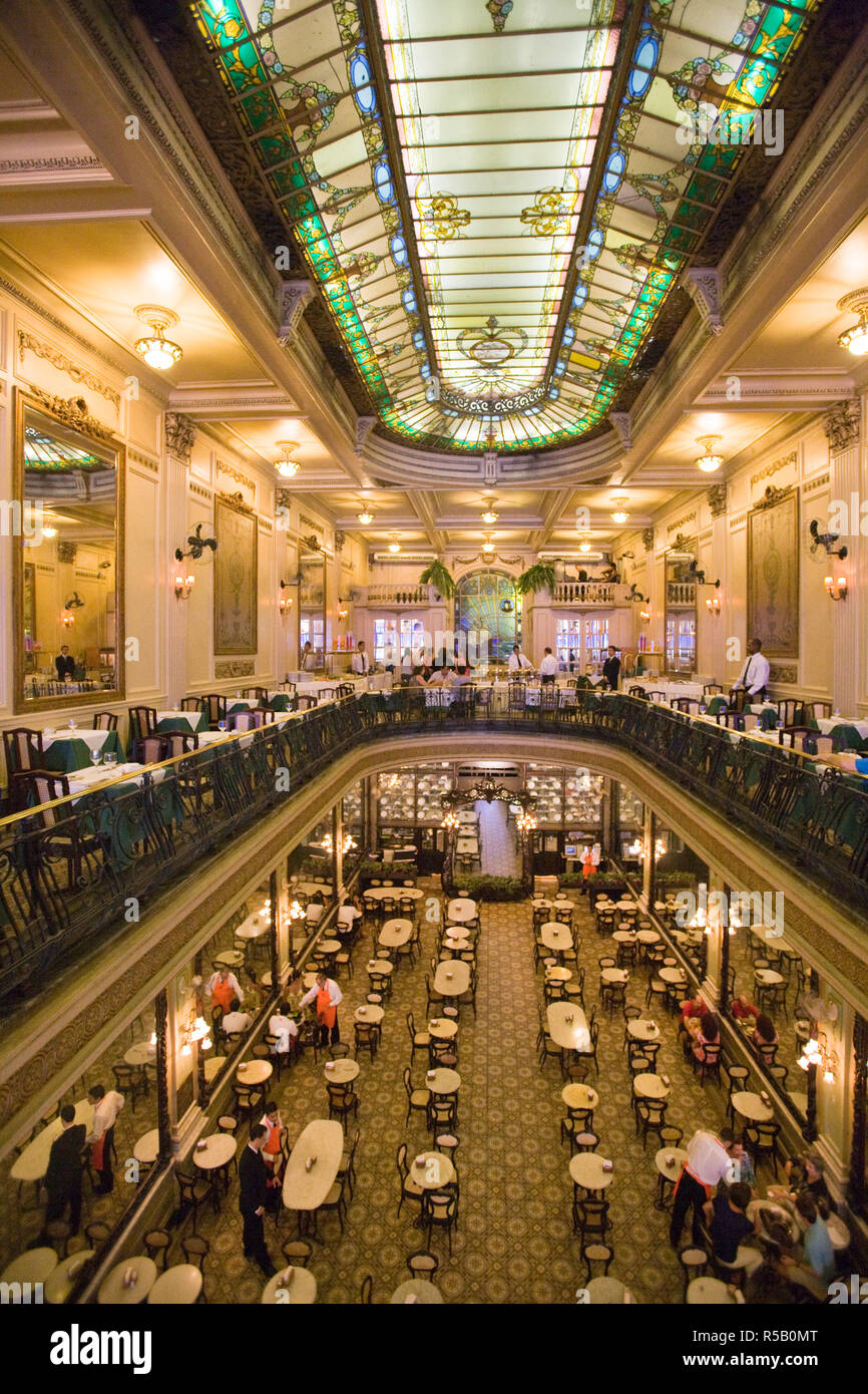 People dining at the Cristova Restaurant, Confeitaria Colombo, Rio de ...
