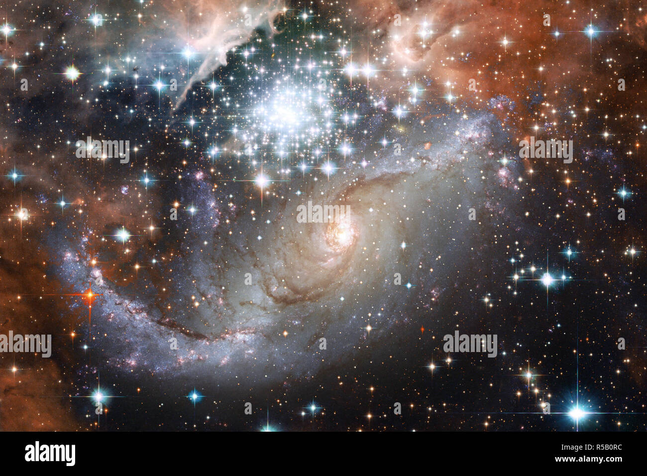 Beautiful galaxy and cluster of stars in the space night. Elements of ...