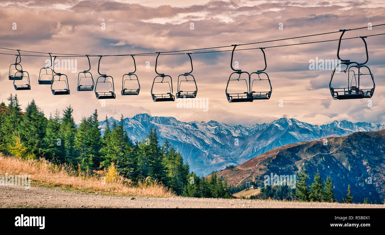 Ski resort chairlift in summertime Stock Photo - Alamy