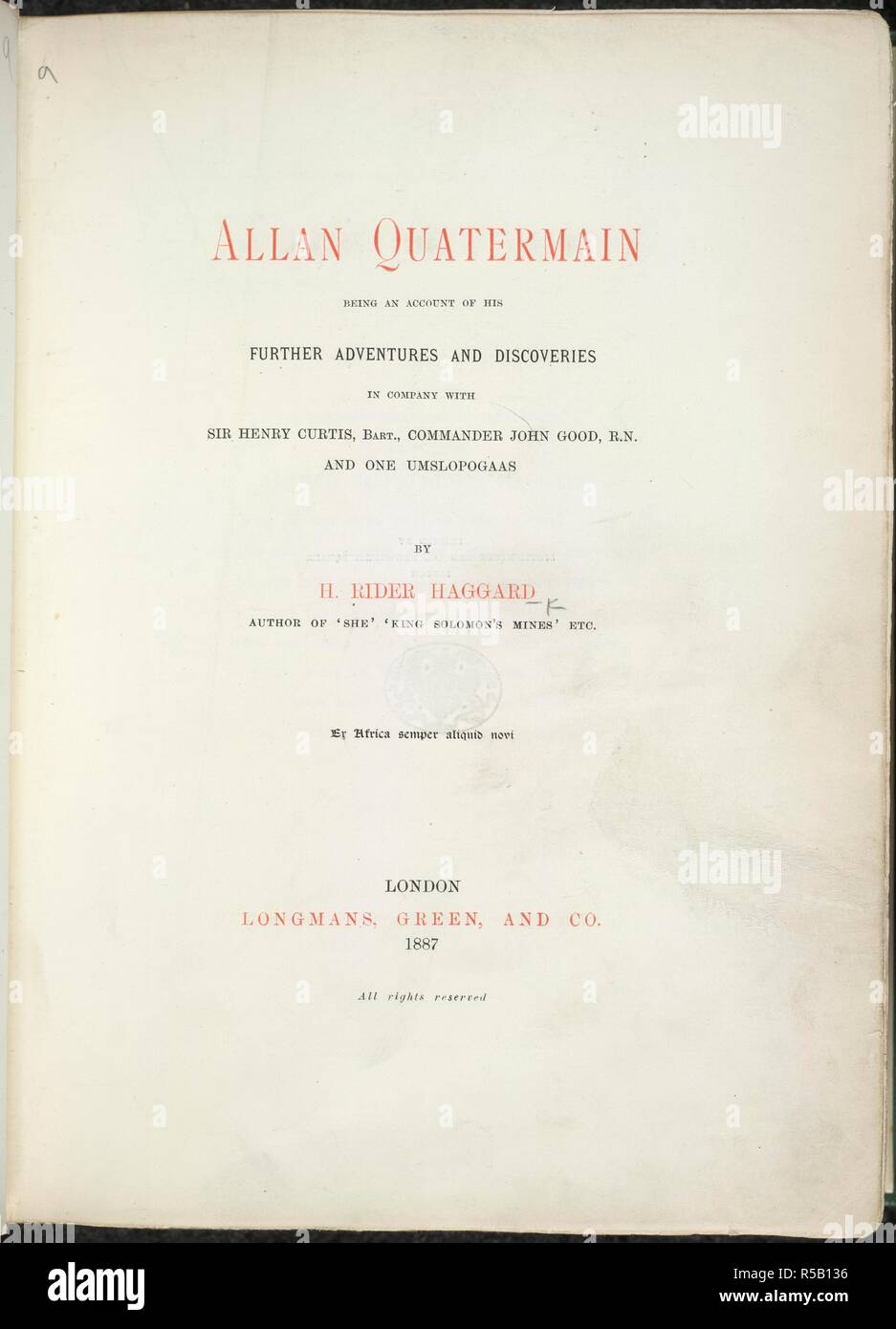 Quartermain hi-res stock photography and images - Alamy