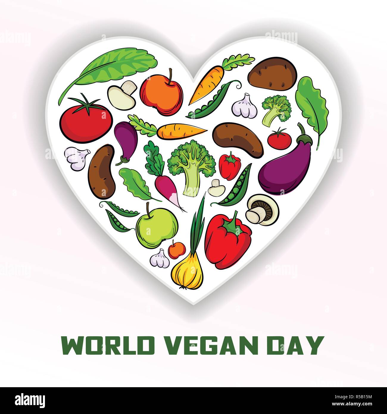 World vegan day concept background. Cartoon illustration of world vegan ...