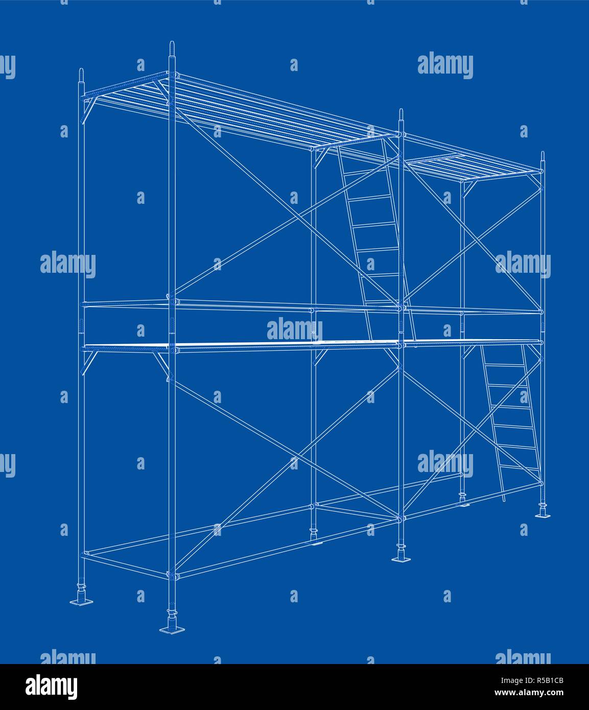3D outline scaffold. Vector rendering of 3d Stock Vector Image & Art ...