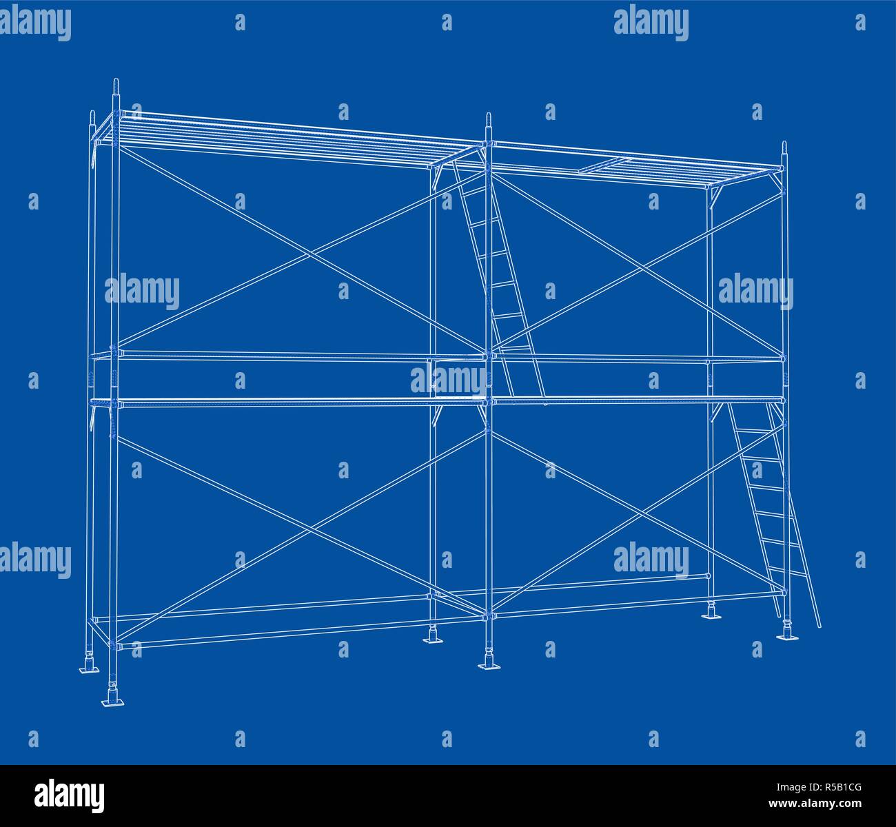 3D outline scaffold. Vector rendering of 3d Stock Vector Image & Art ...
