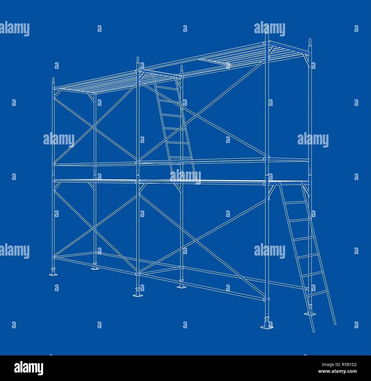 3D outline scaffold. Vector rendering of 3d Stock Vector Image & Art ...