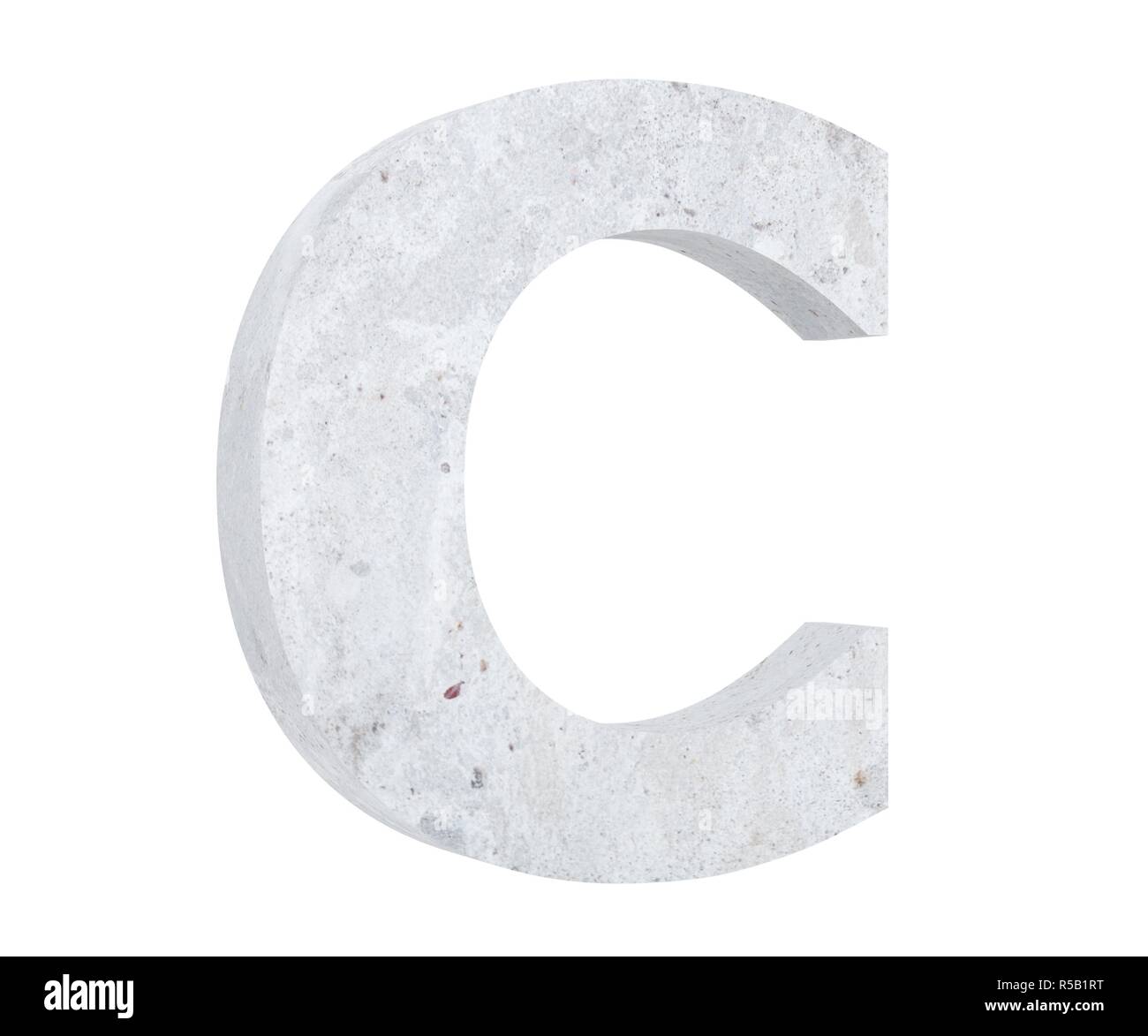 Concrete Capital Letter - C isolated on white background. 3D render ...