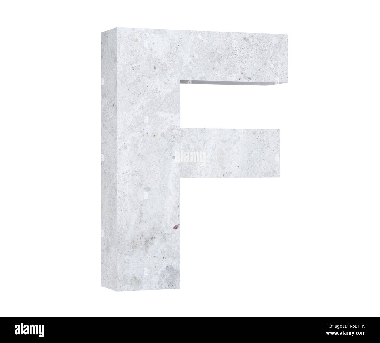 Concrete Capital Letter - F isolated on white background. 3D render ...