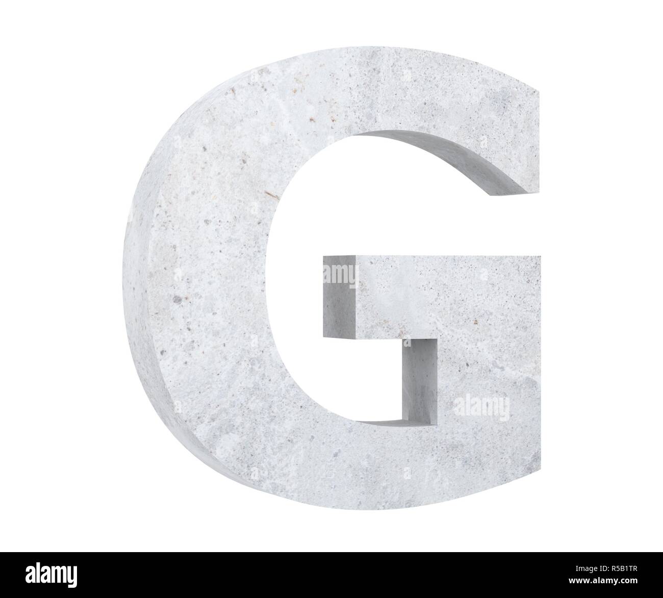 Concrete Capital Letter - G isolated on white background. 3D render ...