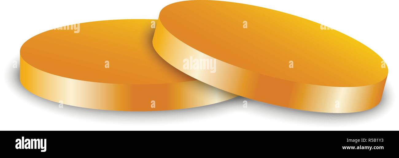 Two gold coin icon. Realistic illustration of two gold coin vector icon ...