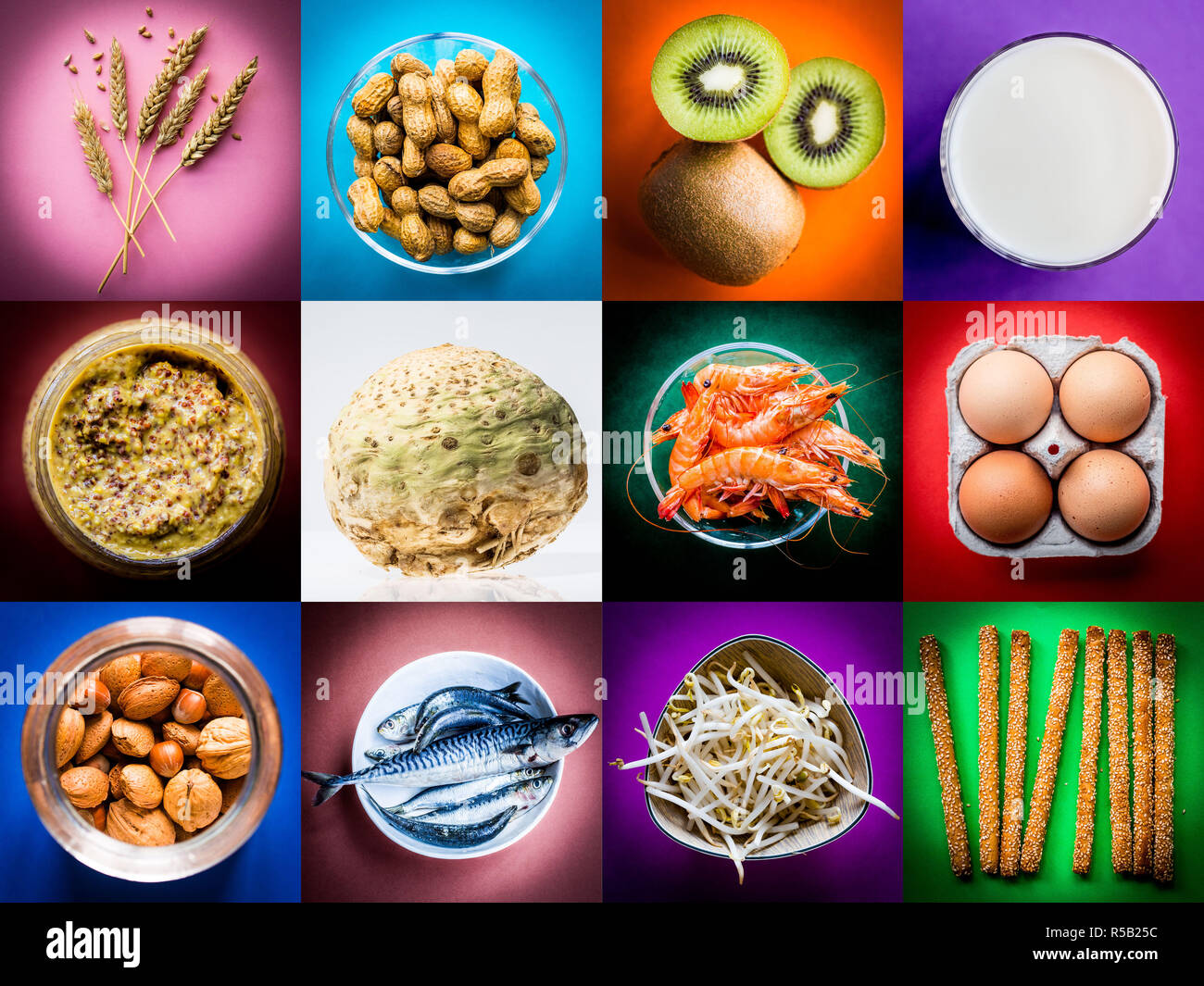 Different allergenic food products Stock Photo - Alamy