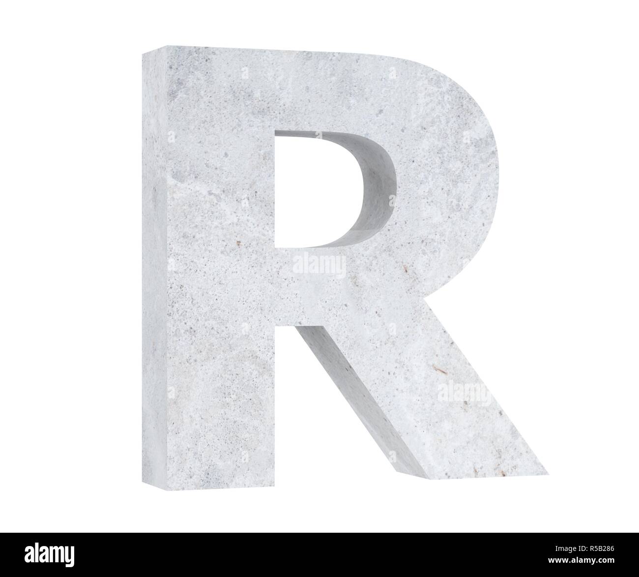 Concrete Capital Letter - R isolated on white background. 3D render ...
