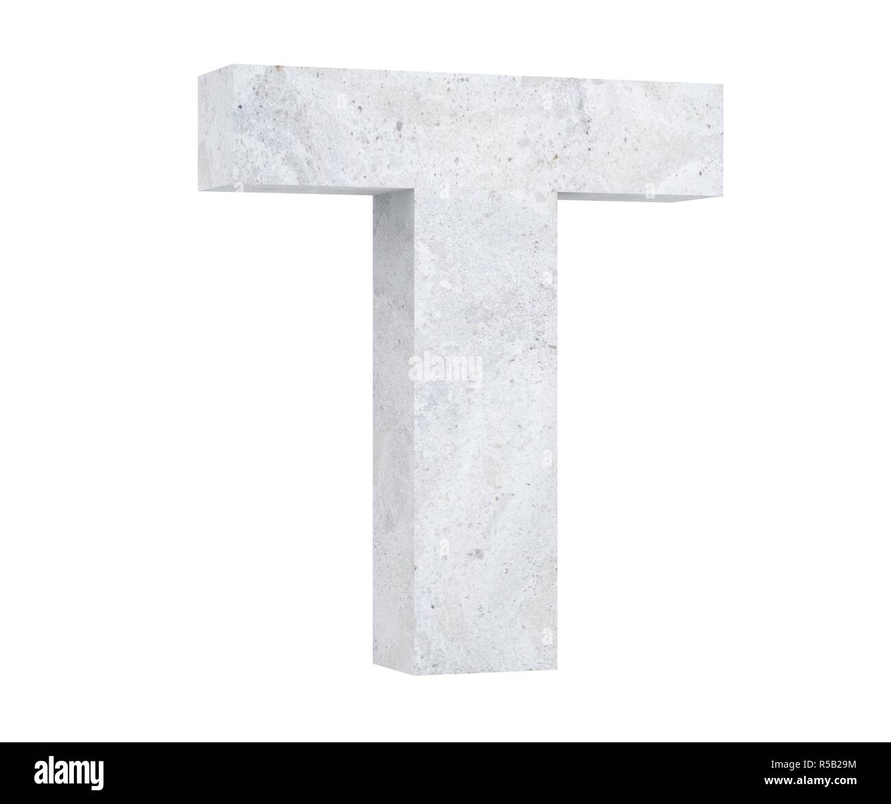 Concrete Capital Letter - T isolated on white background. 3D render ...