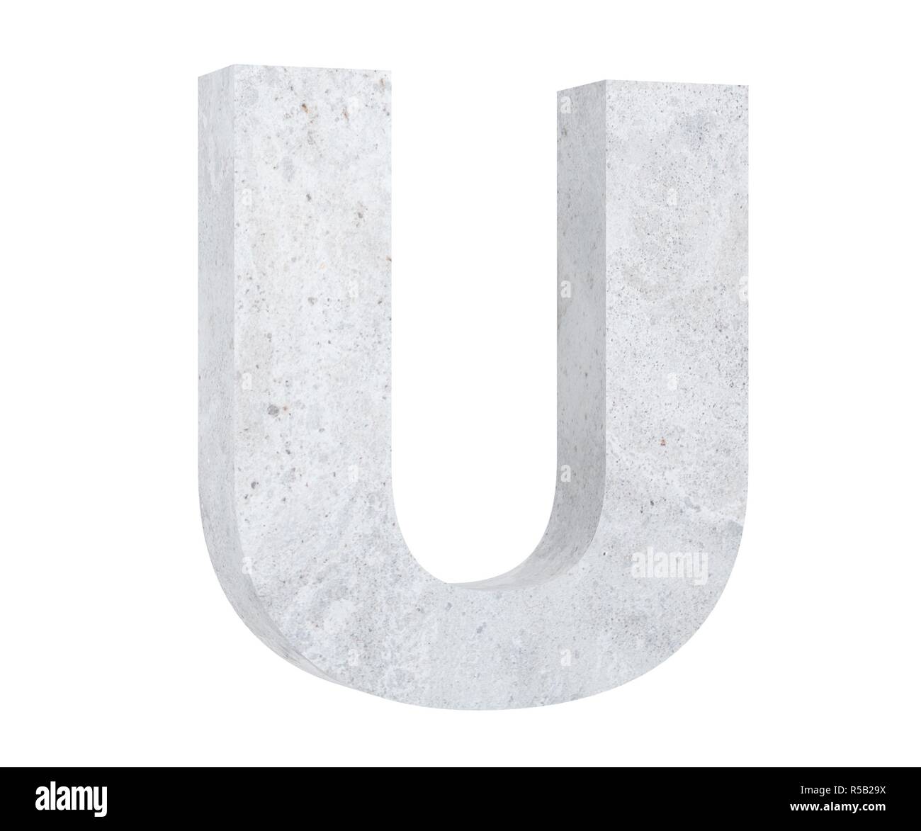 Concrete Capital Letter - U isolated on white background. 3D render ...