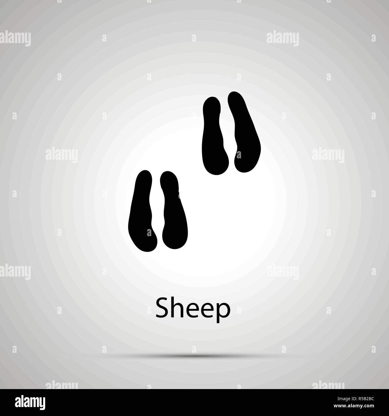 Sheep paws, steps imprints, simple black silhouette on gray Stock ...