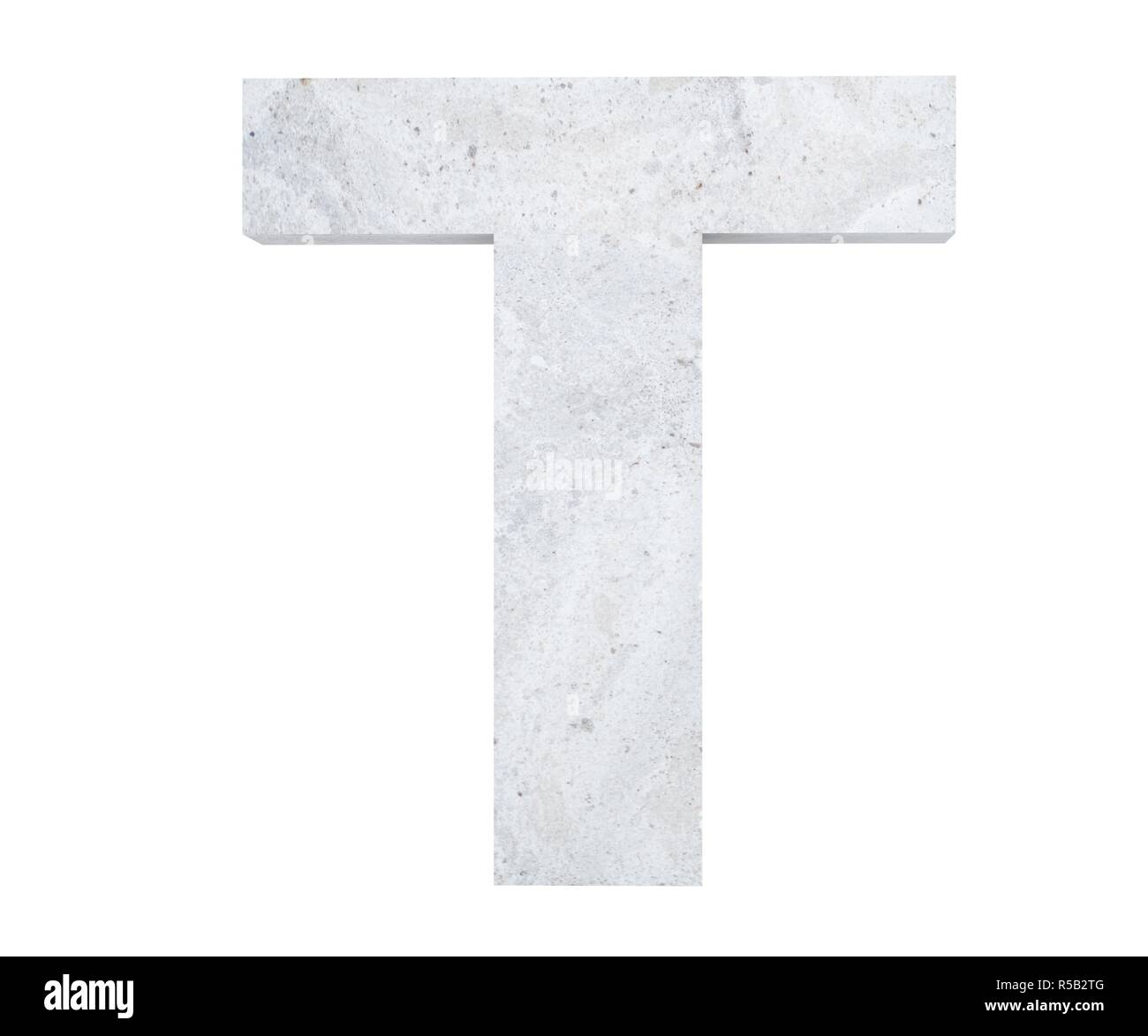 Concrete Capital Letter - T isolated on white background. 3D render ...