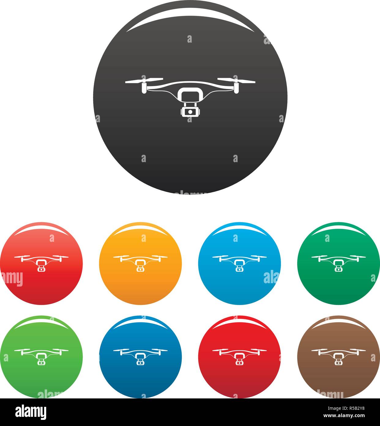 Photo drone icons set 9 color vector isolated on white for any design ...