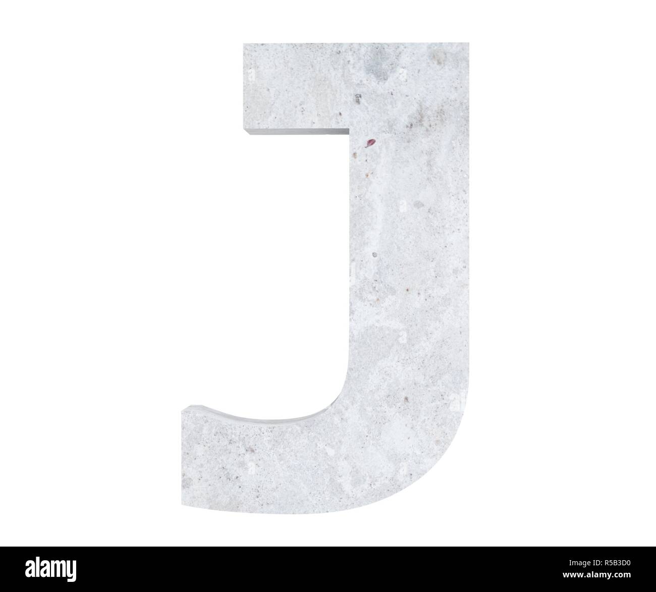 Concrete Capital Letter - J isolated on white background. 3D render ...