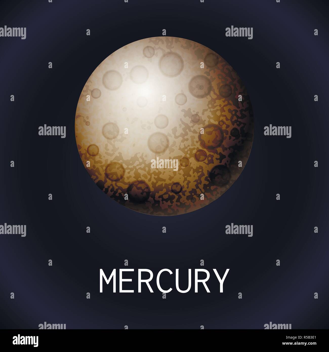 Mercury planet icon. Cartoon of mercury planet vector icon for web ...