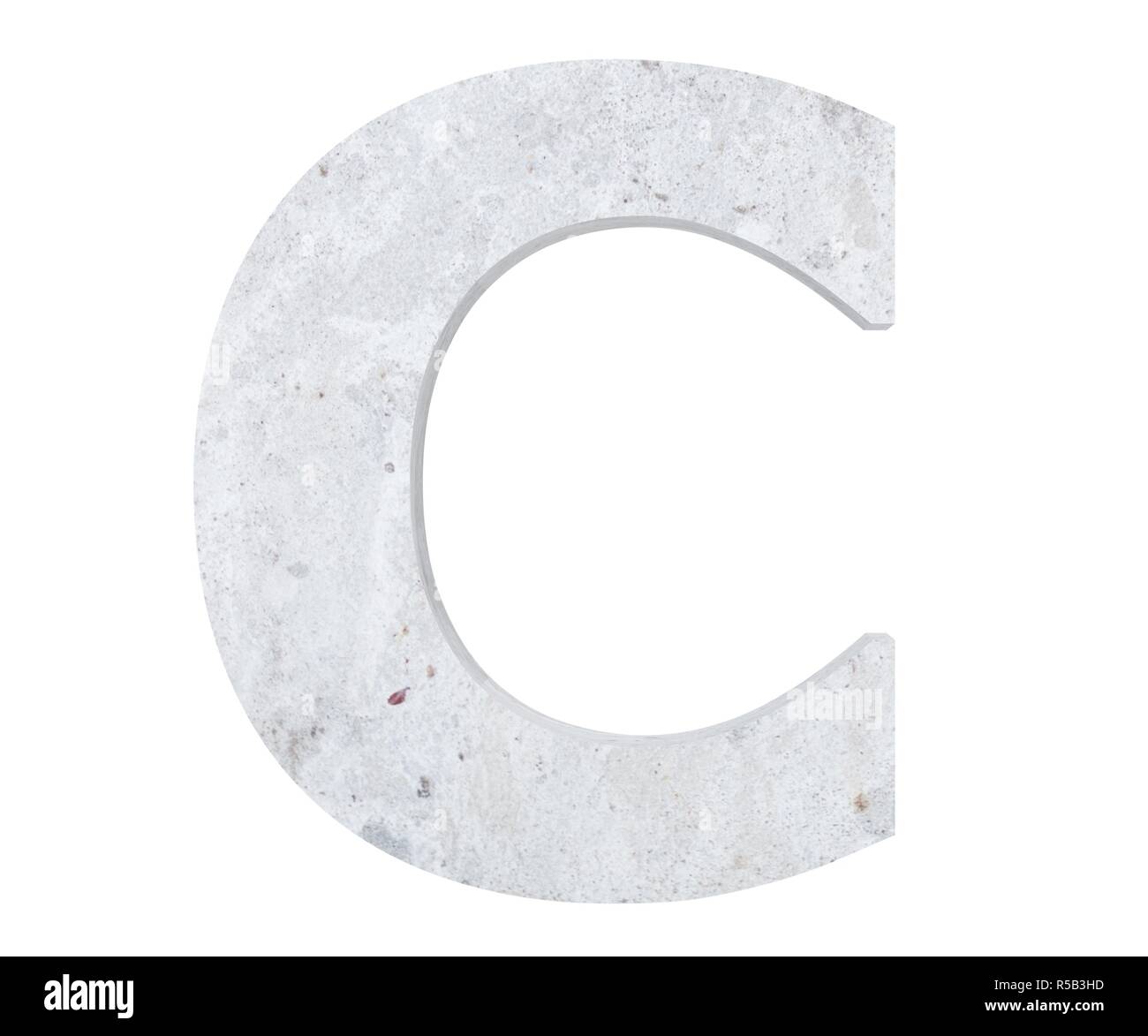 Concrete Capital Letter - C isolated on white background. 3D render ...