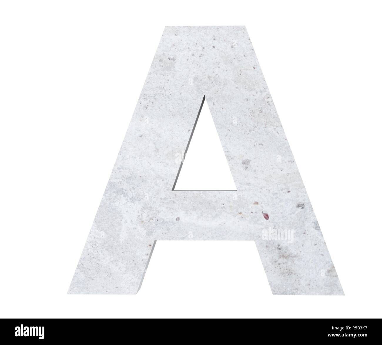 Concrete Capital Letter - A isolated on white background. 3D render ...