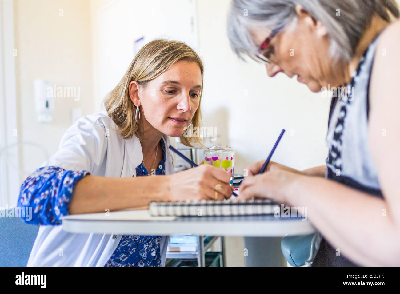 Oncology department, Patient with cancer receiving chemotherapy in day ...