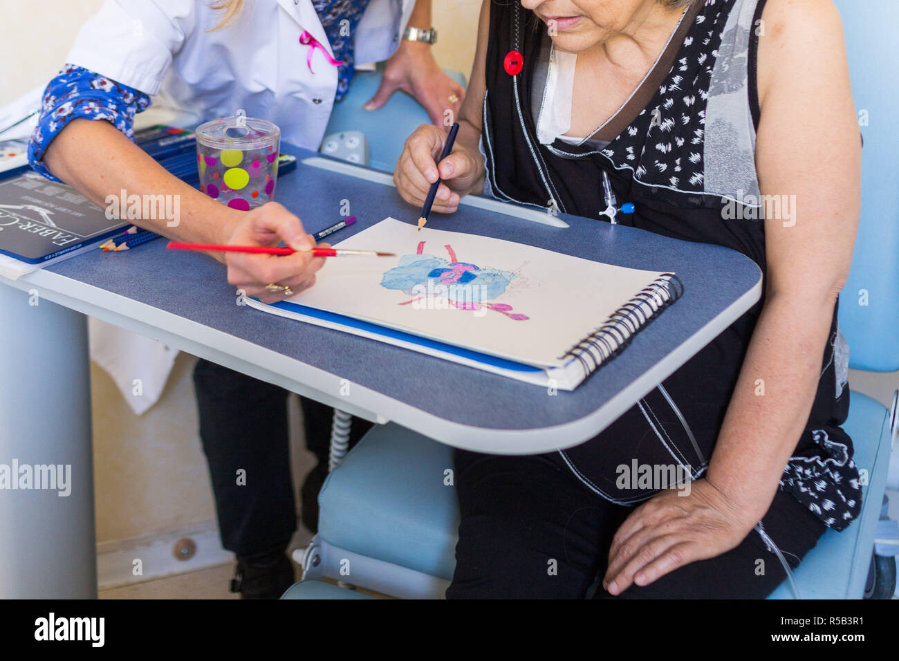 Oncology department, Patient with cancer receiving chemotherapy in day ...