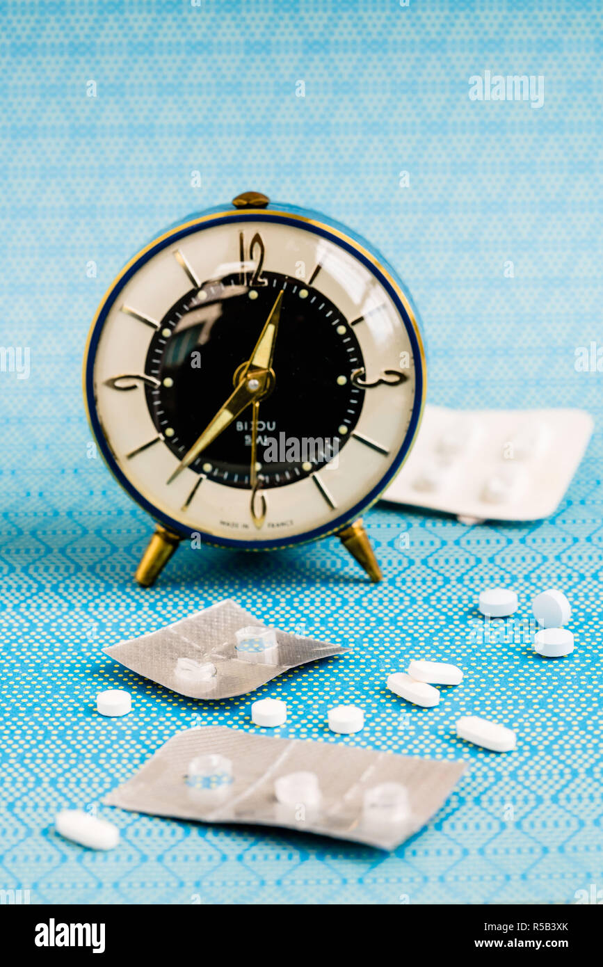 Tablets on a night table Stock Photo - Alamy