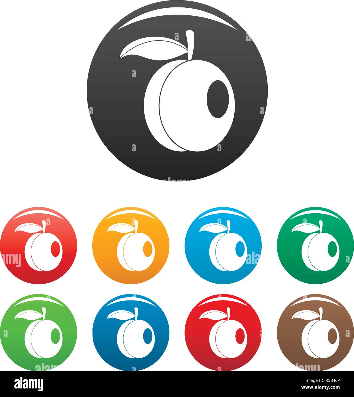 Whole peach icons set 9 color vector isolated on white for any design ...