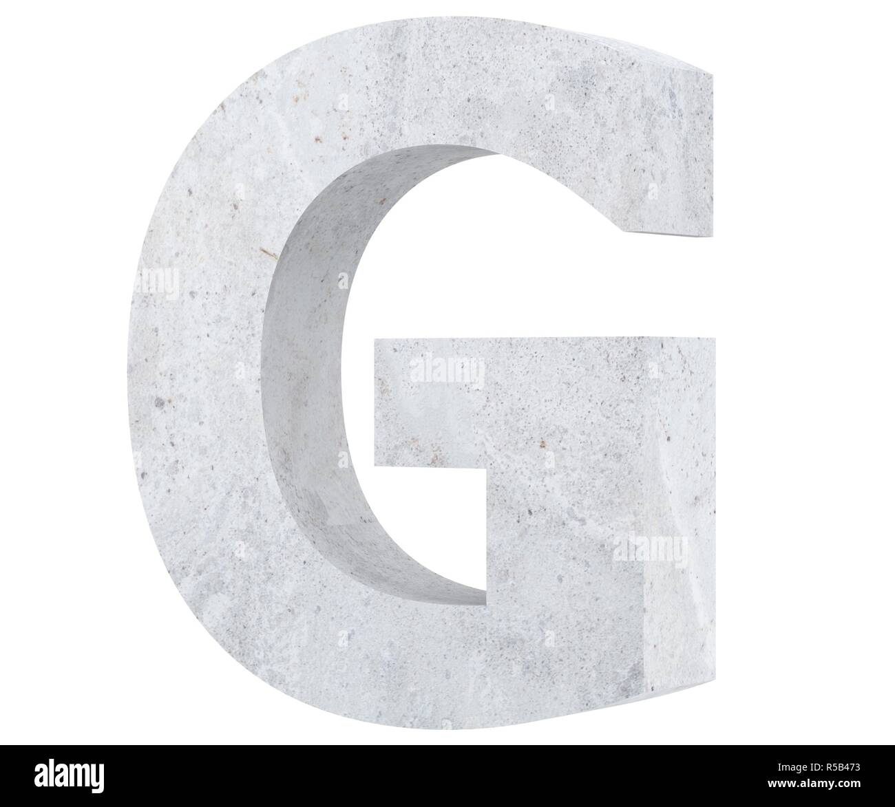 Concrete Capital Letter - G isolated on white background. 3D render ...