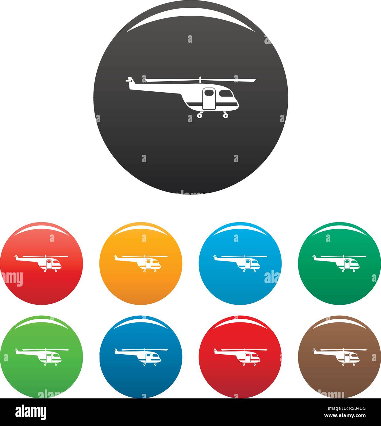 Rescue helicopter icons set 9 color vector isolated on white for any ...