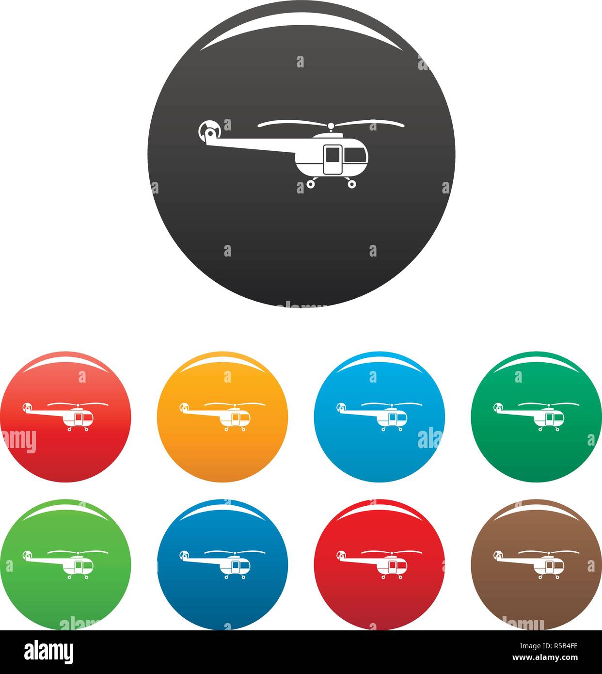 Transport helicopter icons set 9 color vector isolated on white for any ...