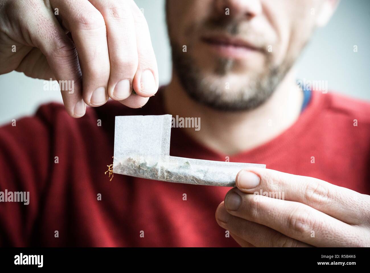 Man rolling a joint Stock Photo - Alamy