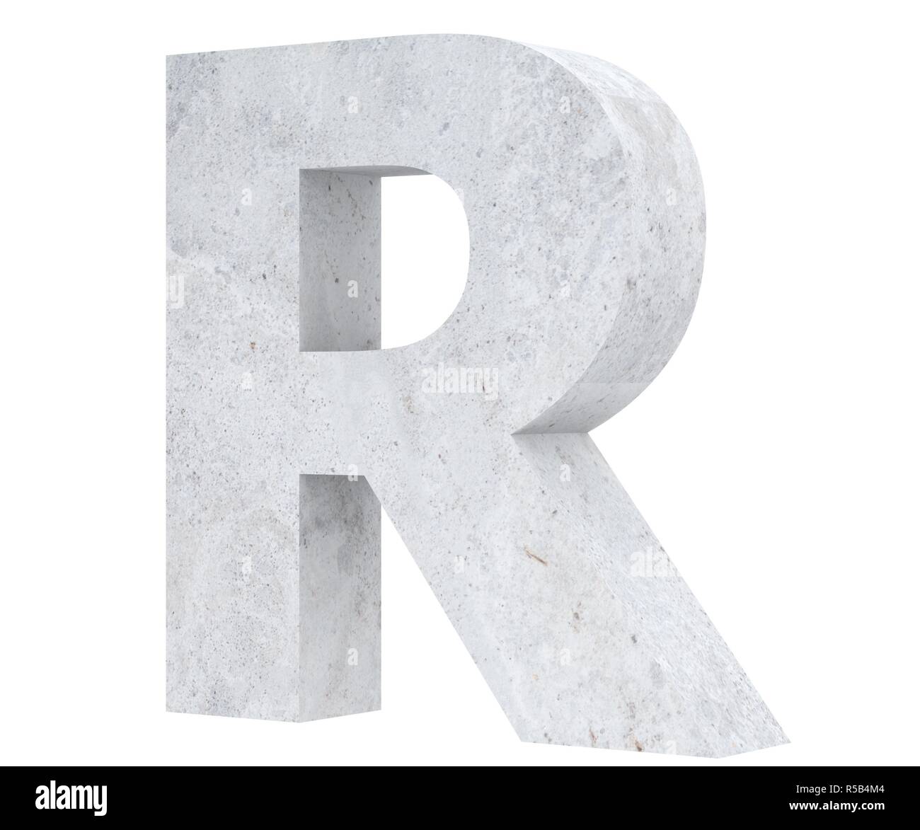 Concrete Capital Letter - R isolated on white background. 3D render ...