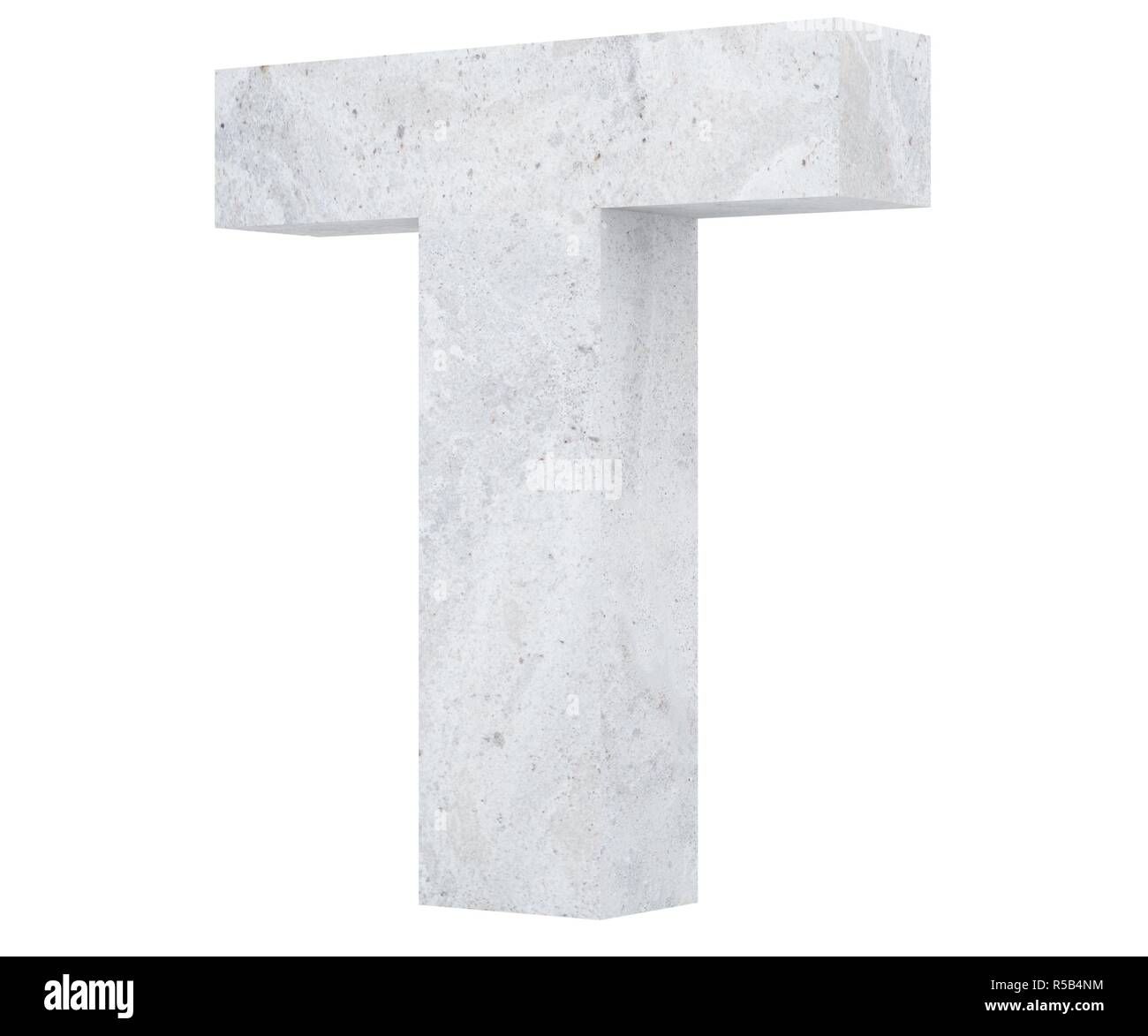 Concrete Capital Letter - T isolated on white background. 3D render ...