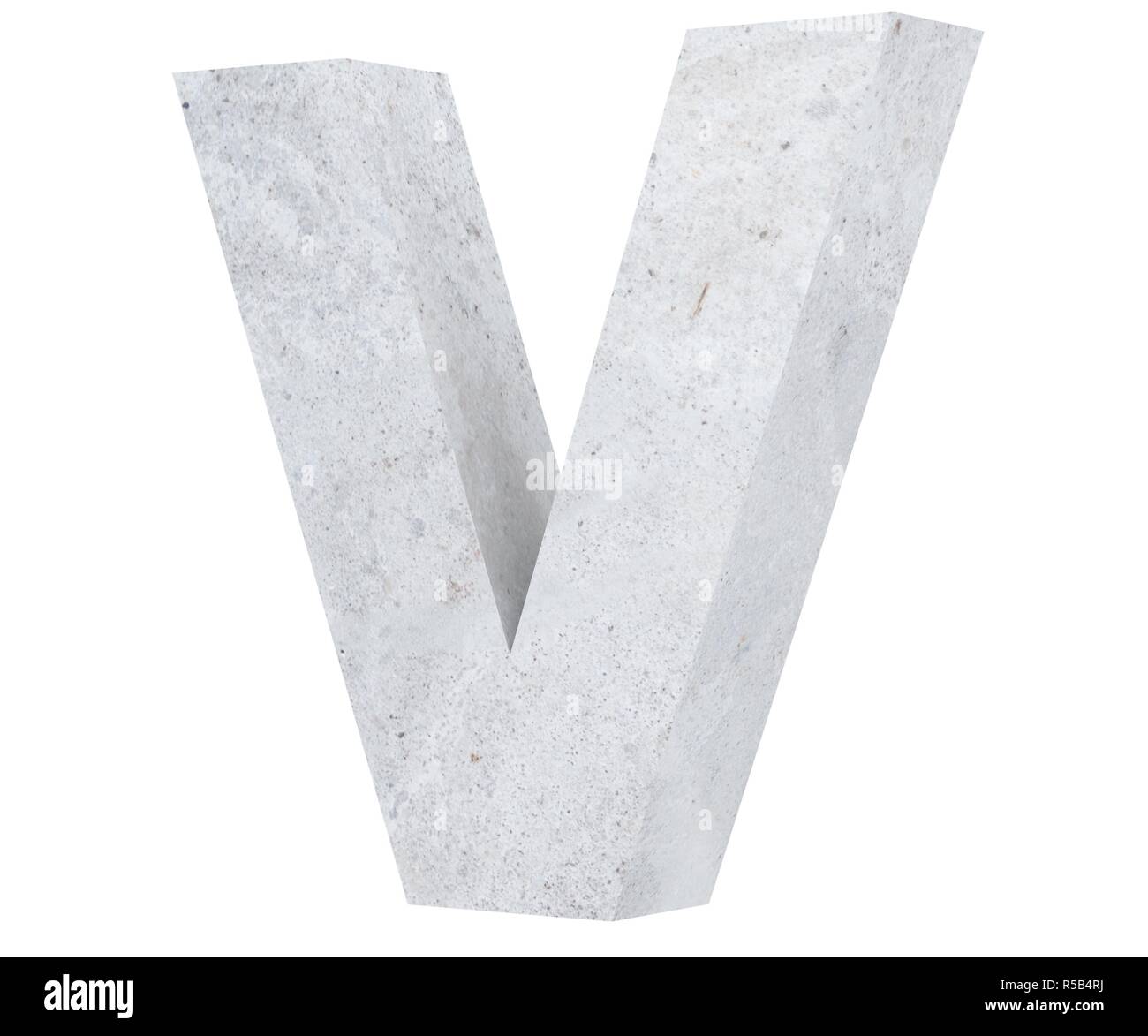 Concrete Capital Letter - V isolated on white background. 3D render ...