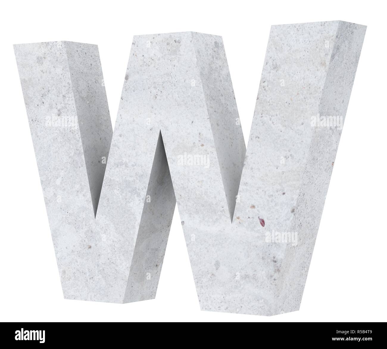 Concrete Capital Letter - W isolated on white background. 3D render ...