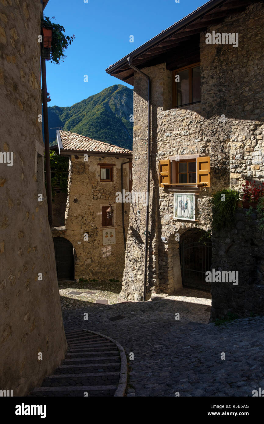 The medieval village Canale di Tenno, Lake Garda, Trento province ...