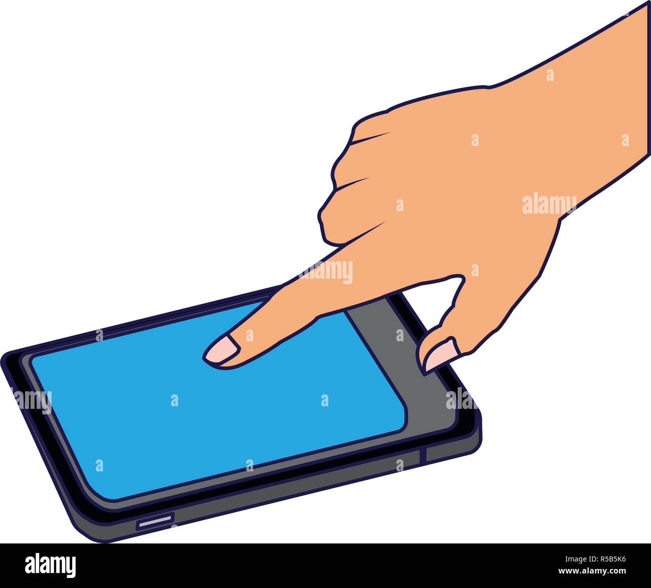 Hand touching smartphone screen Stock Vector Image & Art - Alamy