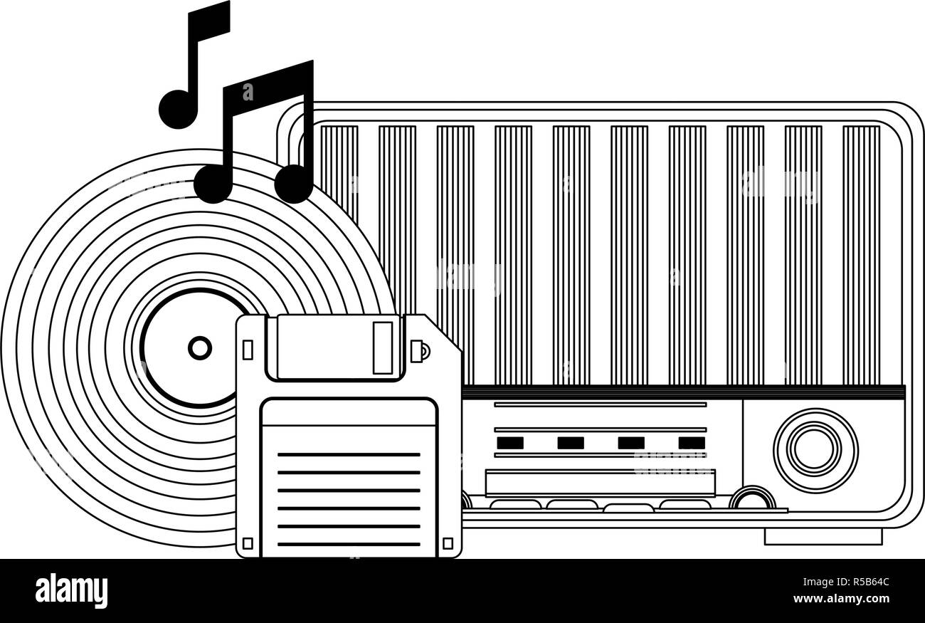 Vintage media technology black and white Stock Vector Image & Art - Alamy